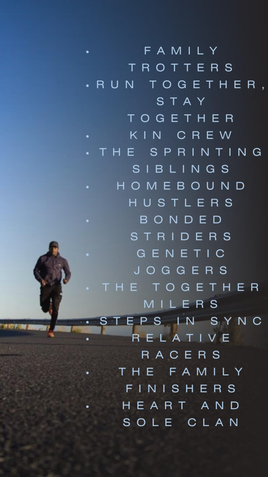Top 500 Running Team Names for Families, Moms, Kids, and More - Running ...